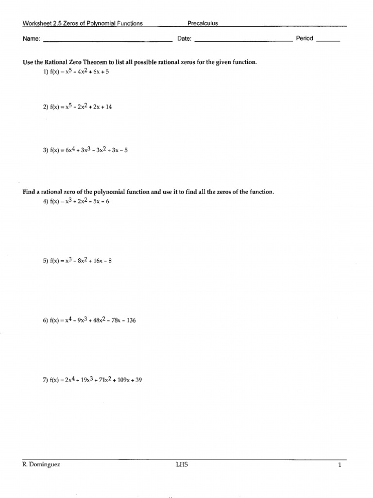 Worksheet 2.5MATH | PDF