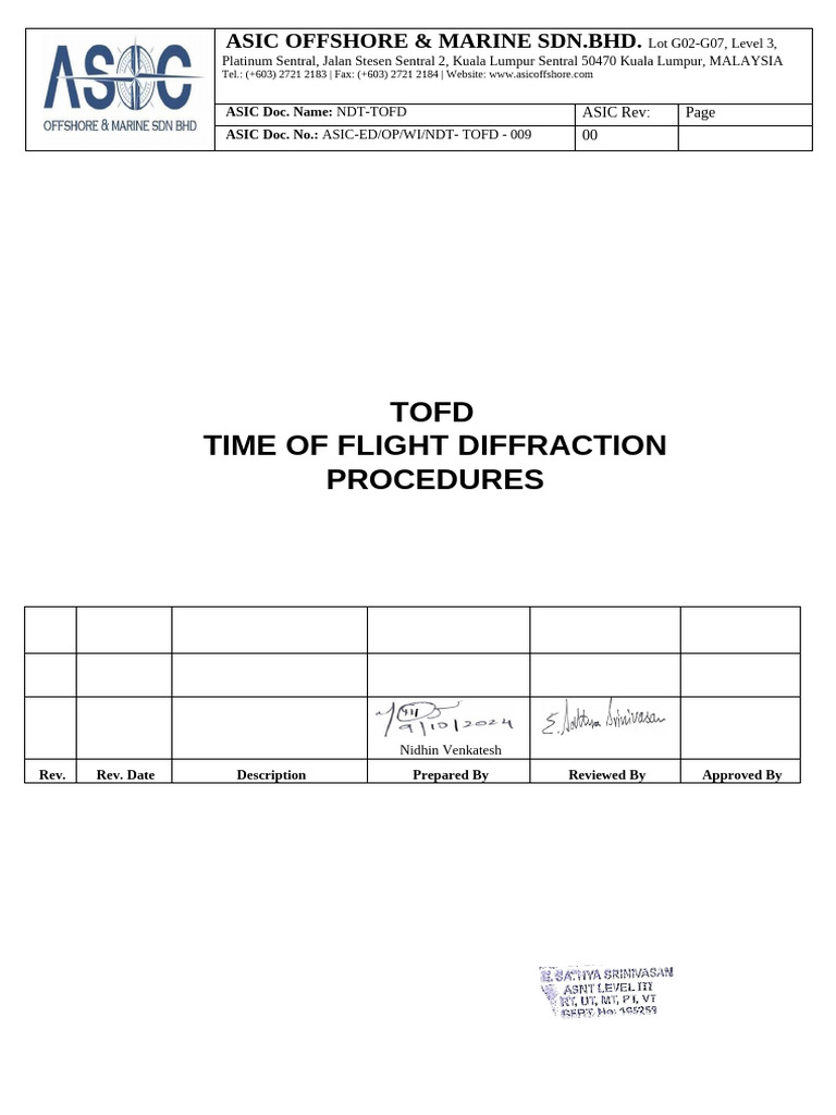 009 Procedure Tofd | PDF | Nondestructive Testing | Image Scanner