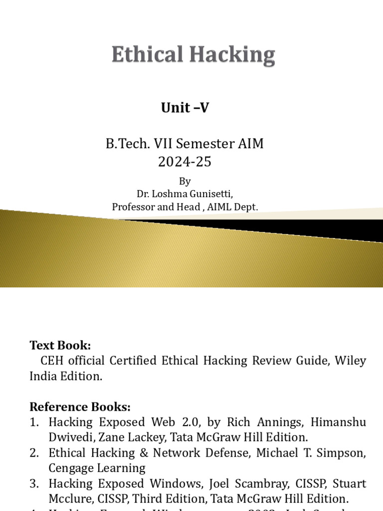 Ethical Hacking Unit V | PDF | Denial Of Service Attack | Transmission ...