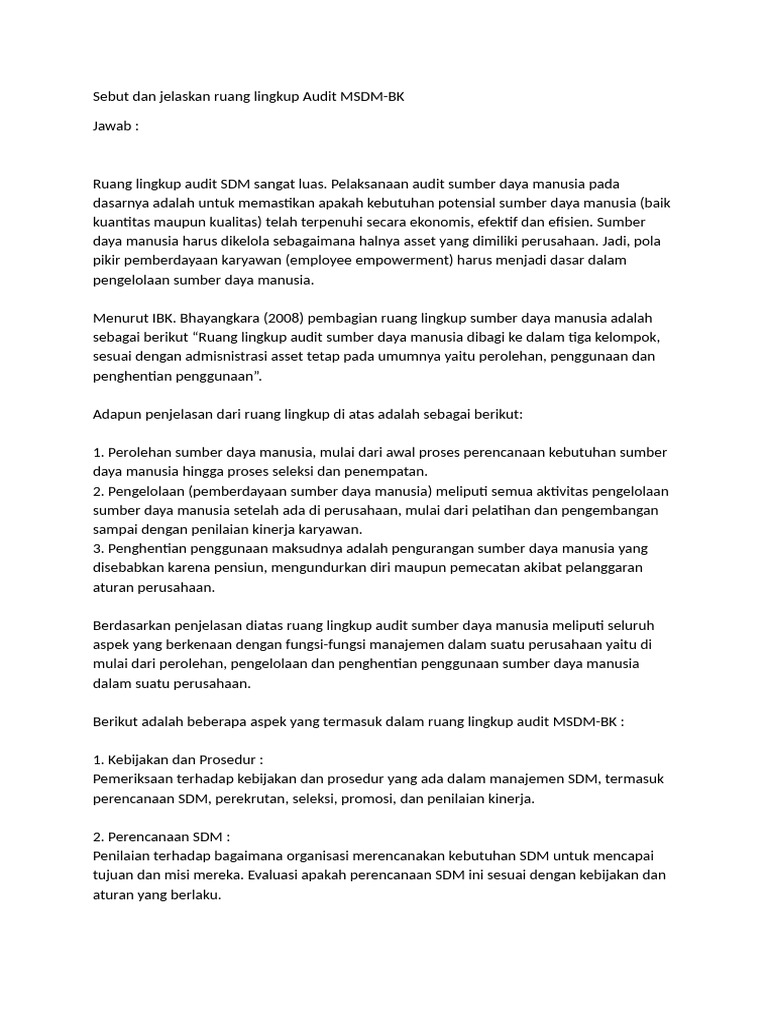 Diskusi 2 Audit SDM | PDF | Karier & Perkembangan | Bisnis