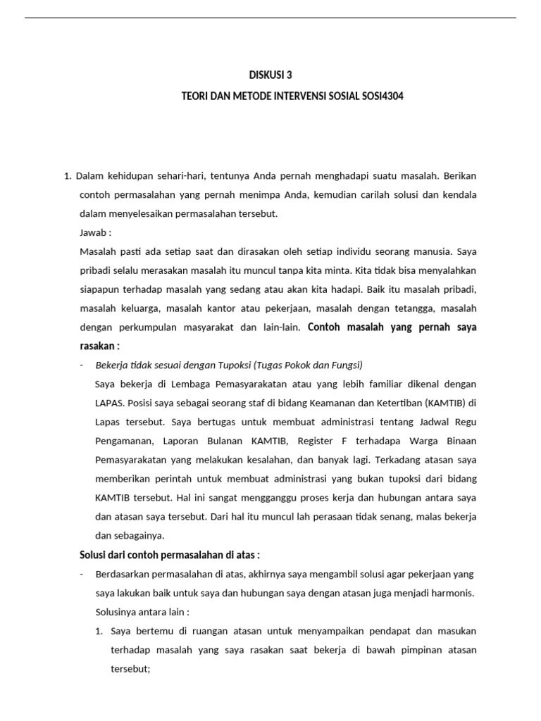 Diskusi 3 Teori Dan Metode Intervensi Sosial | PDF