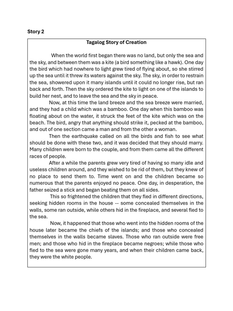 Tagalog Story of Creation) | PDF