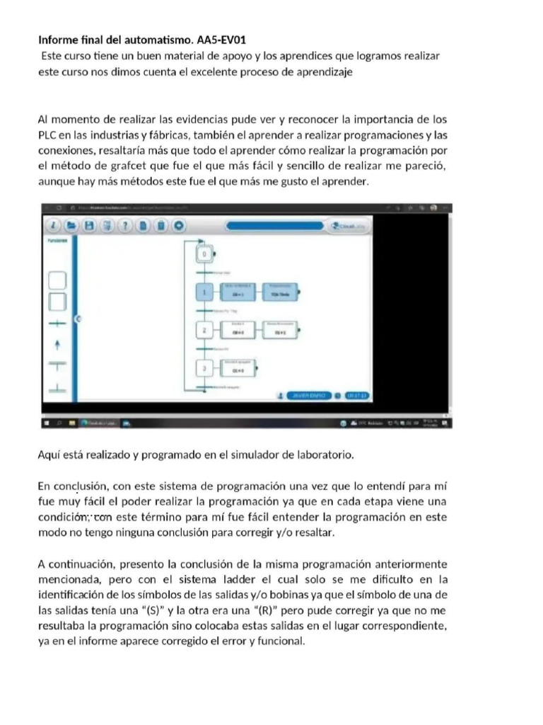 Informe Final Del Automatismo. AA5-EV01 | PDF