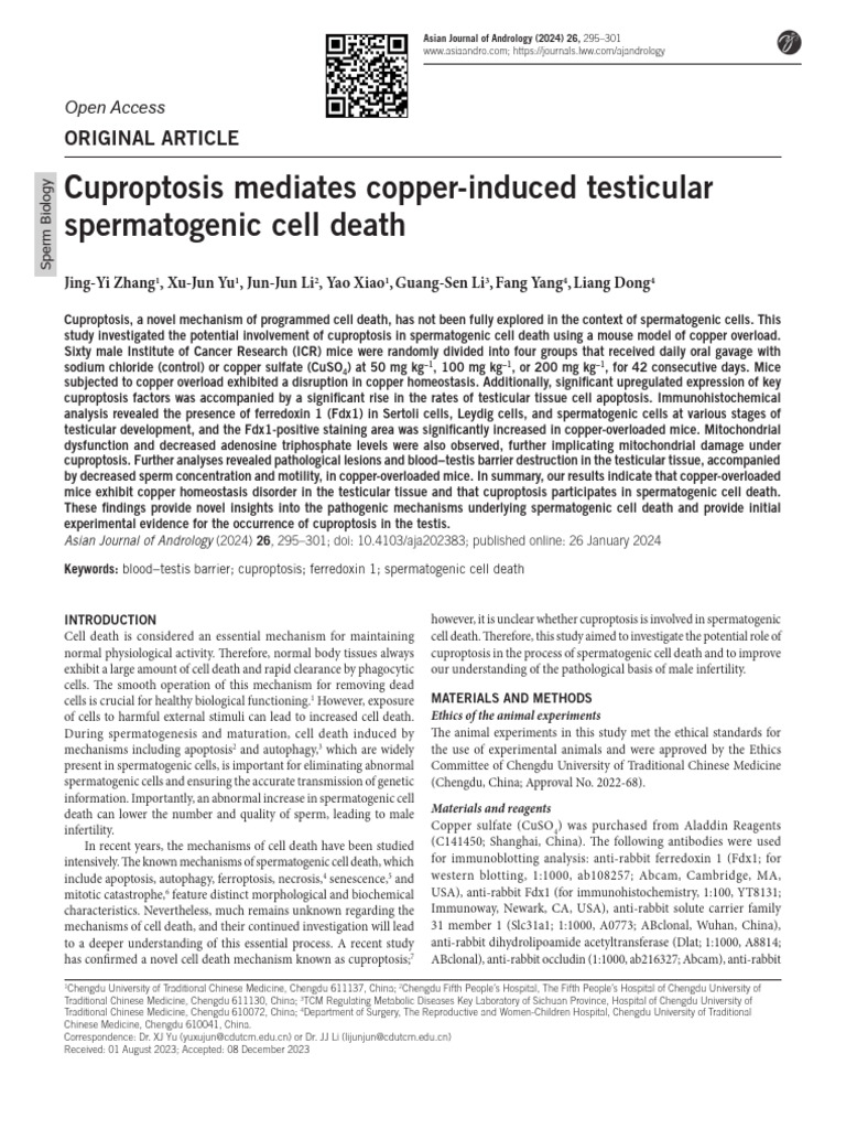 Cuproptosis Mediates Copper | PDF | Apoptosis | Staining