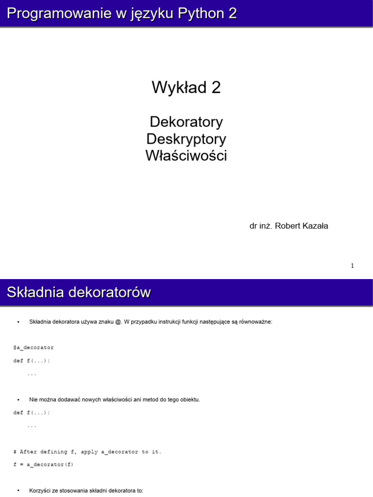 Wyklad 2 Deskryptory Dekoratory | PDF