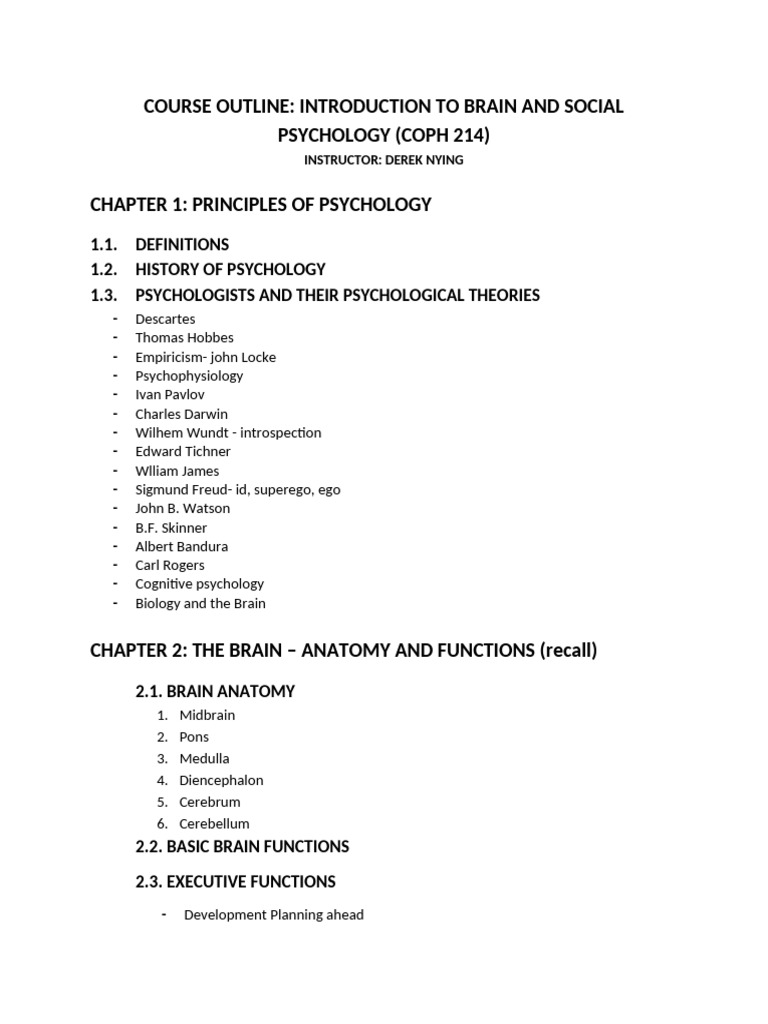 Course Outline Social and Brain Psychology | PDF | Psychology | Id