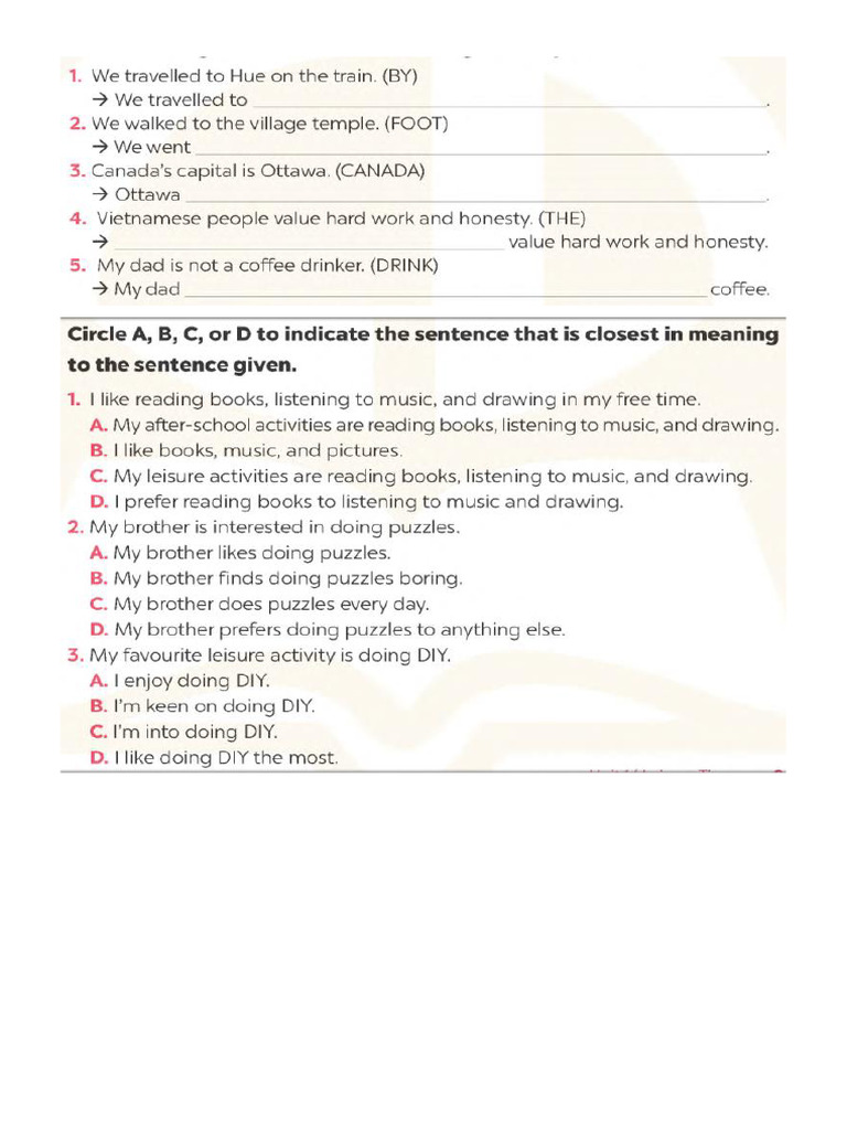 Sentence Transformation For Grade 6 | PDF