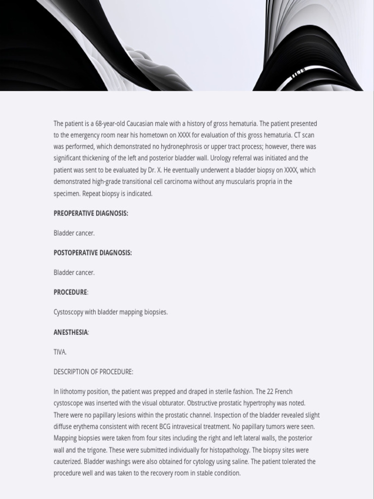 Cystoscopy Procedure | PDF | Biopsy | Cancer