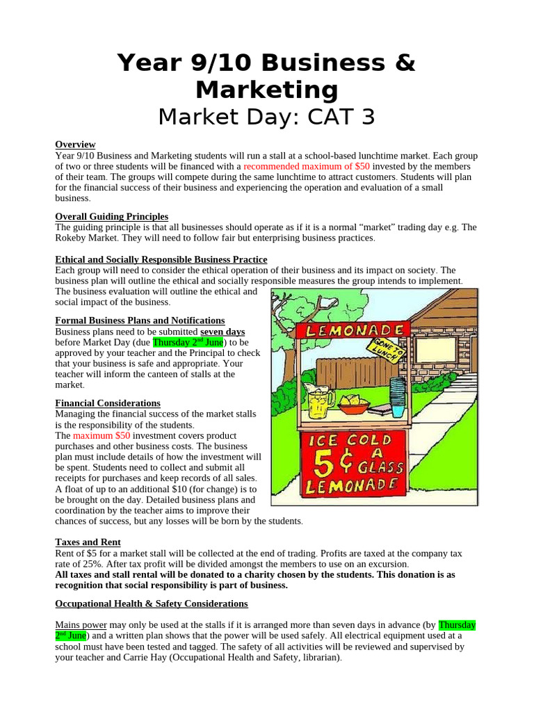 Student Info For Market Day Original Version | PDF | Marketing | Profit ...