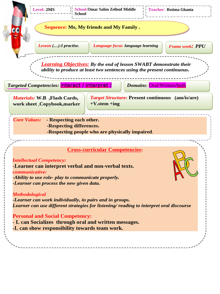 Present Continuous Lesson Plan Overview | PDF | Nonverbal Communication ...