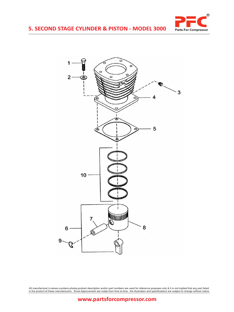 Second Stage Cylinder & Piston - Model 3000 | PDF | Piston | Mechanical Engineering