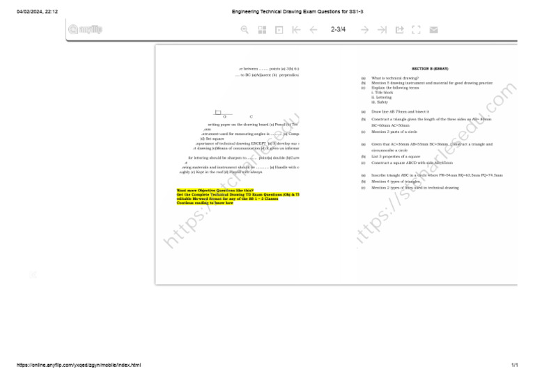 SS1 Technical Drawing Exam Questions | PDF | Computers