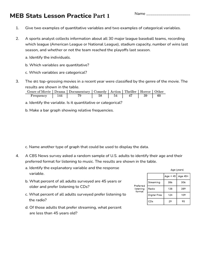 Unit 1 Lessons Practice | PDF