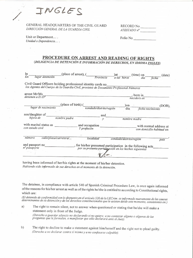Procedure On Arrest and Reading of Rights | PDF