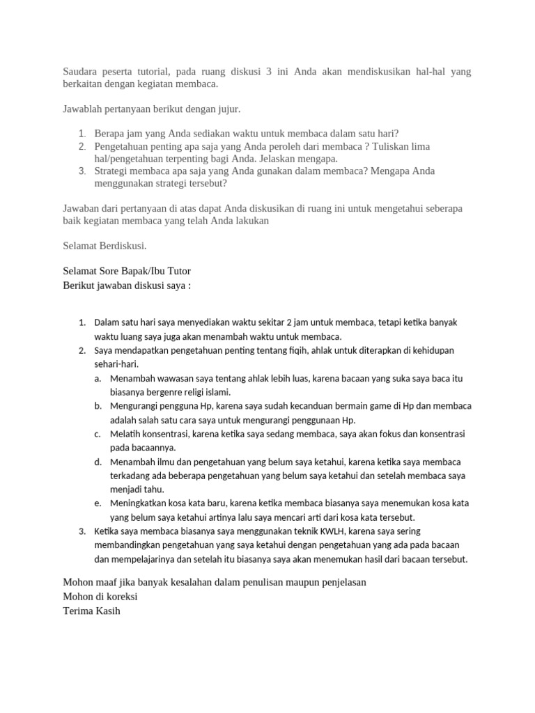 Saudara Peserta Tutorial | PDF