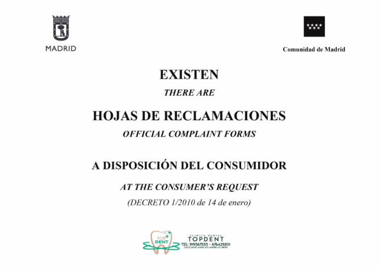 Cartel Hojas de Reclamaciones | PDF
