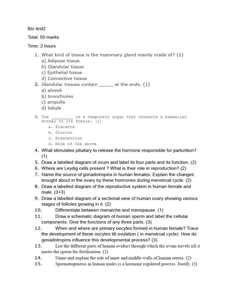Bio Test 2 | PDF | Wellness | Science & Mathematics