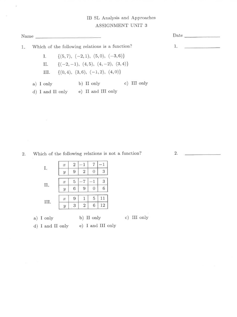 Assignment Unit 3 Functions | PDF | Mathematical Logic | Algebra