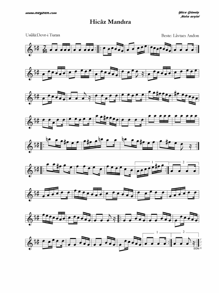 Hicaz Mandira Lavtaci Andon | PDF