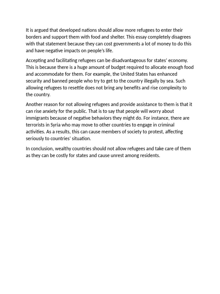 It Is Argued That Developed Nations Should Allow More Refugees To Enter ...