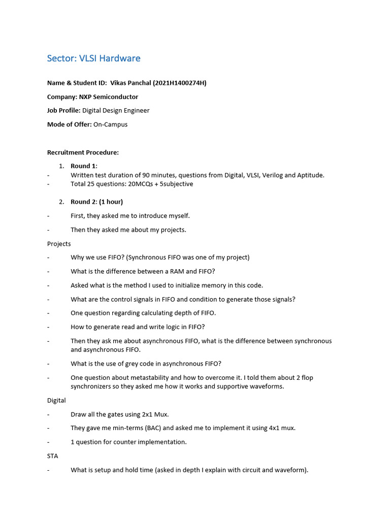 NXP Semiconductor Interview Insights | PDF | Computer Engineering ...
