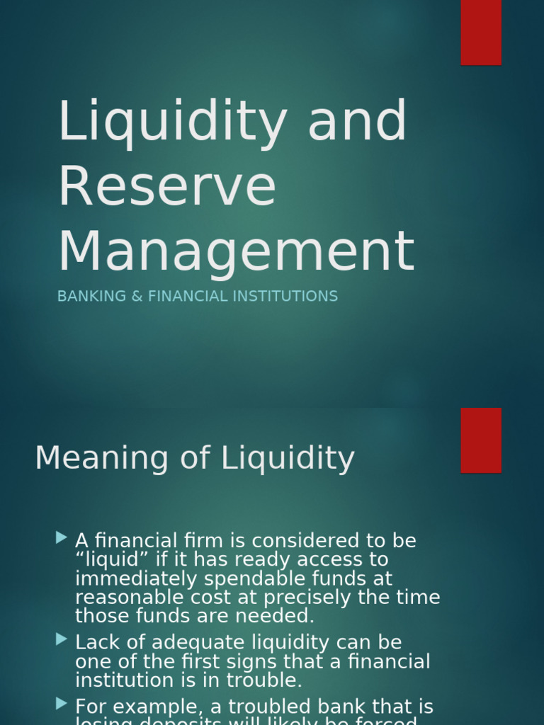 Liquidity & Reserve Management | PDF | Market Liquidity | Banks