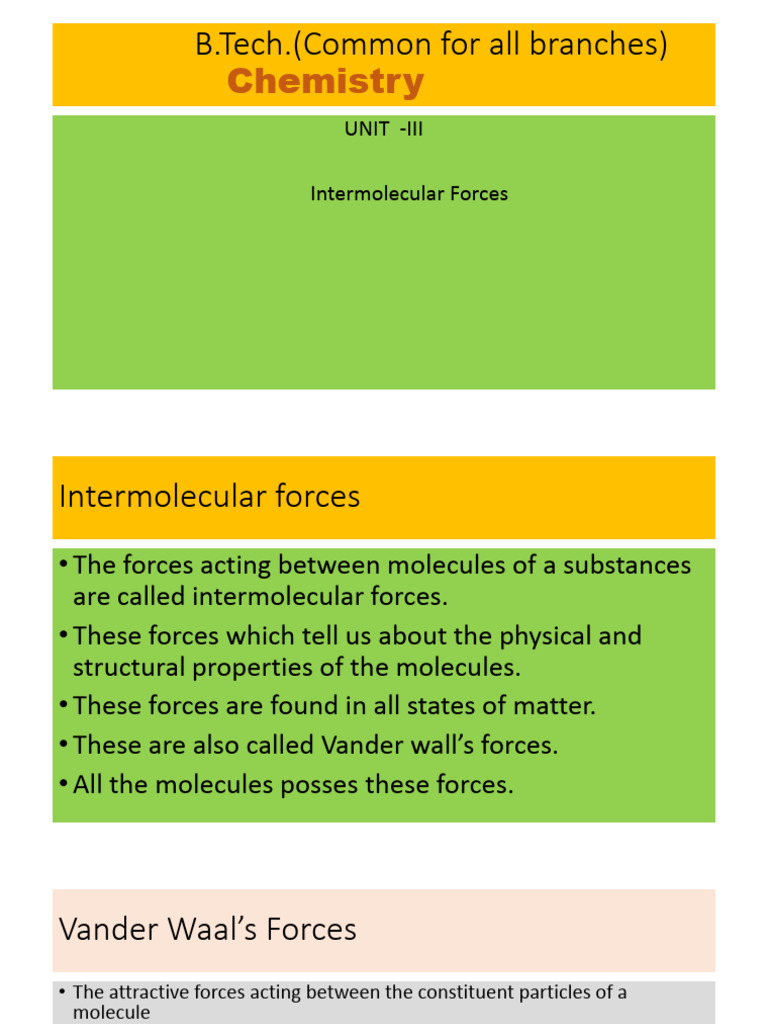 Intermolecular Forces | PDF | Intermolecular Force | Chemical Polarity