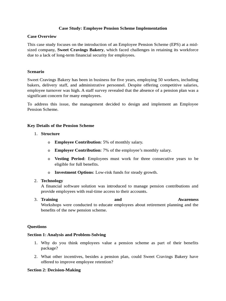 Eps Case Study | PDF | Pension | Employment