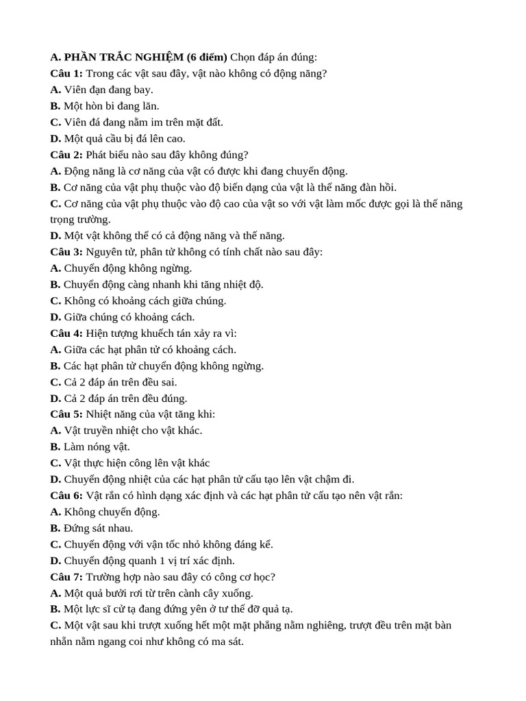 đề thi giữa kì lí 8 | PDF