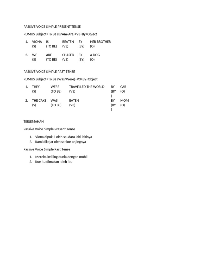 Passive Voice Simple Present Tense | PDF