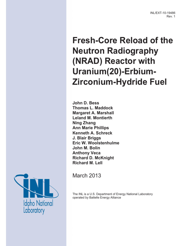Fresh-Core Reload of The Neutron Radiography (NRAD) Reactor With Uranium (20) - Erbium-Zirconium ...