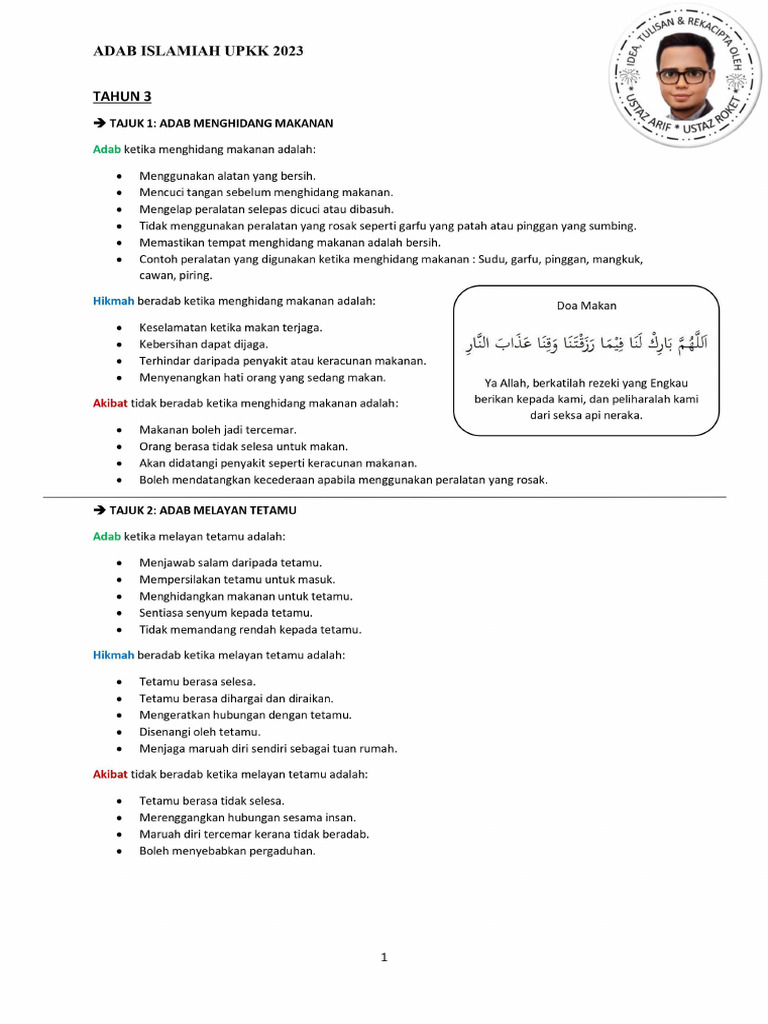 Speed Notes Adab Upkk | PDF