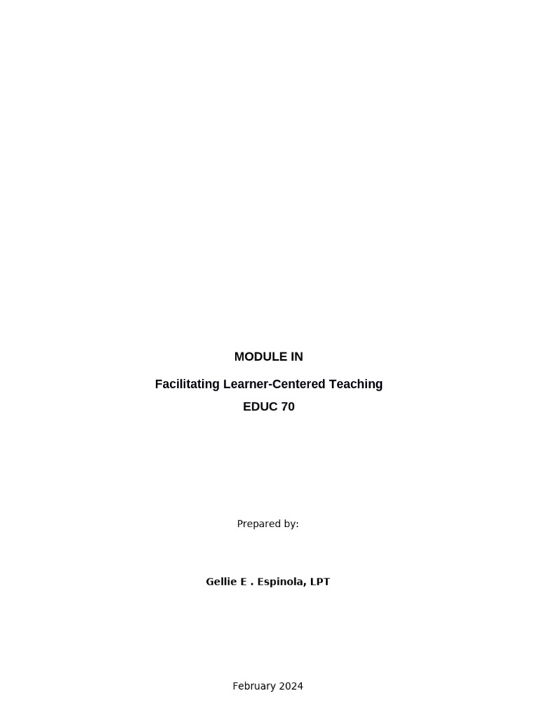 EDUC 70-Facilitating-Learner-Centered-Teaching-Pdf-Free | PDF | Reinforcement | Id
