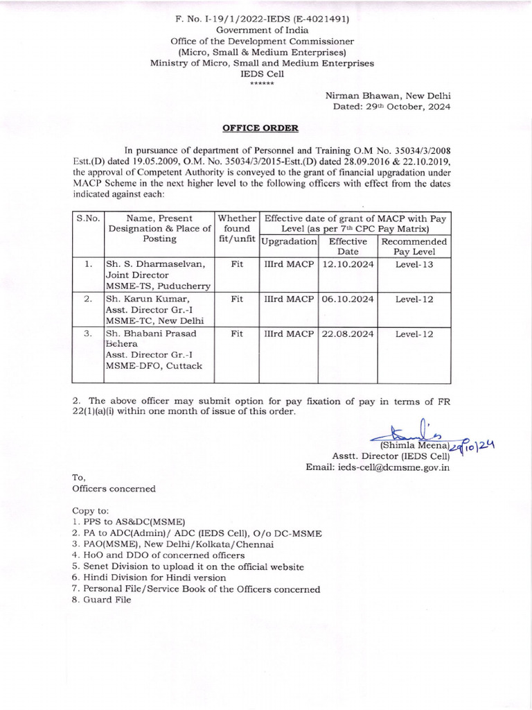 Office Order Financial Upgradation Under | PDF