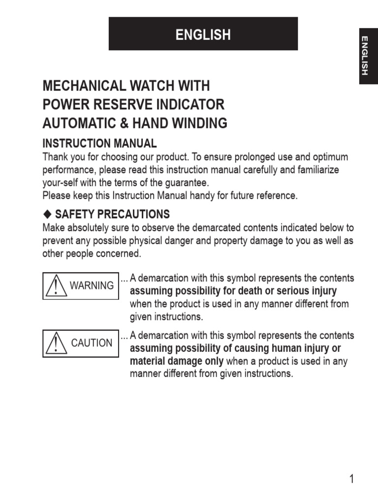 Mechanical Watch Manual: Power Reserve | PDF | Watch