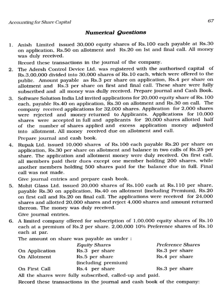 Ac. Numerical NCERT Questions | PDF