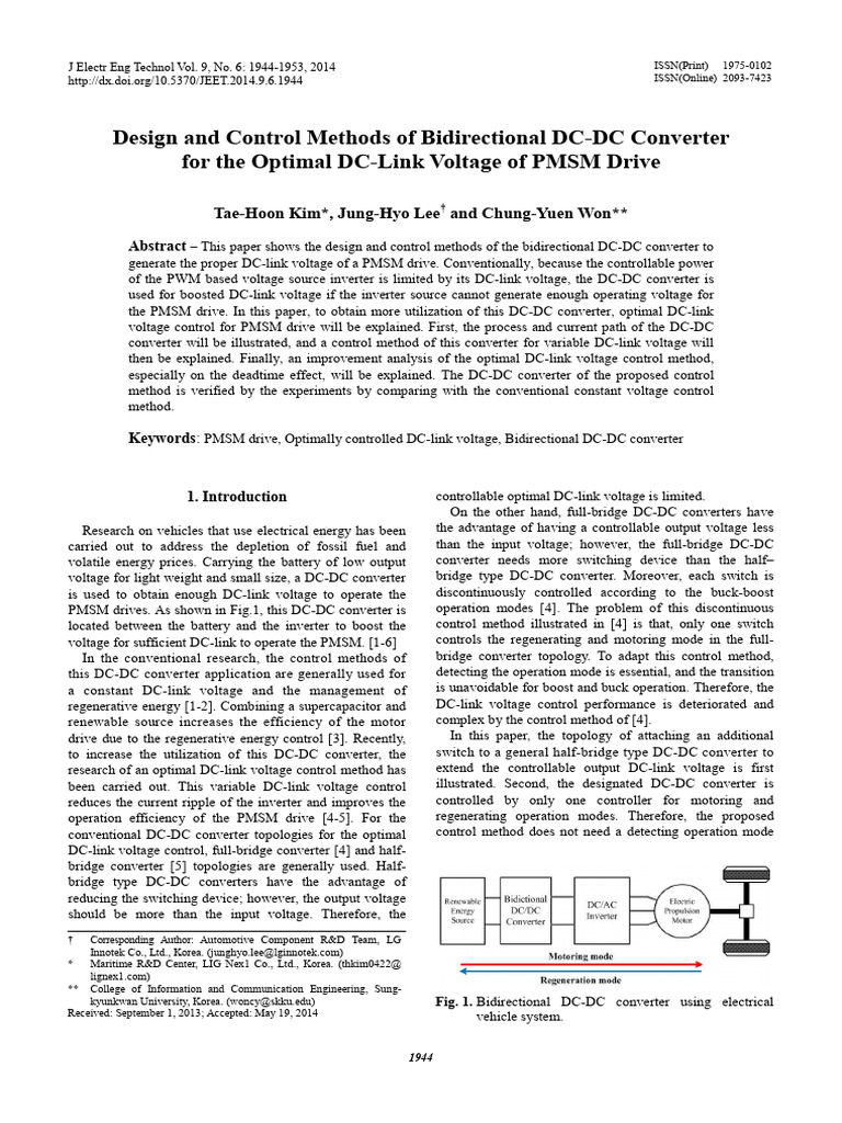 Design and Control Methods of Bidirectional DC-DC Converter For The ...