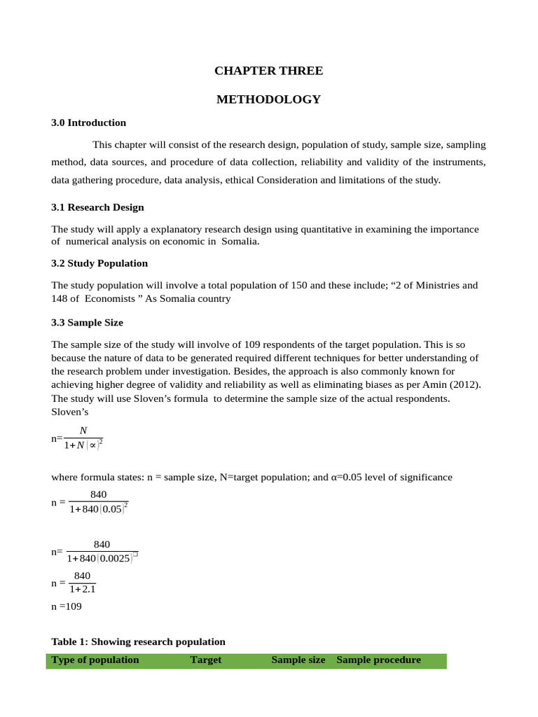 Chapter Three 1 | PDF | Sampling (Statistics) | Methodology