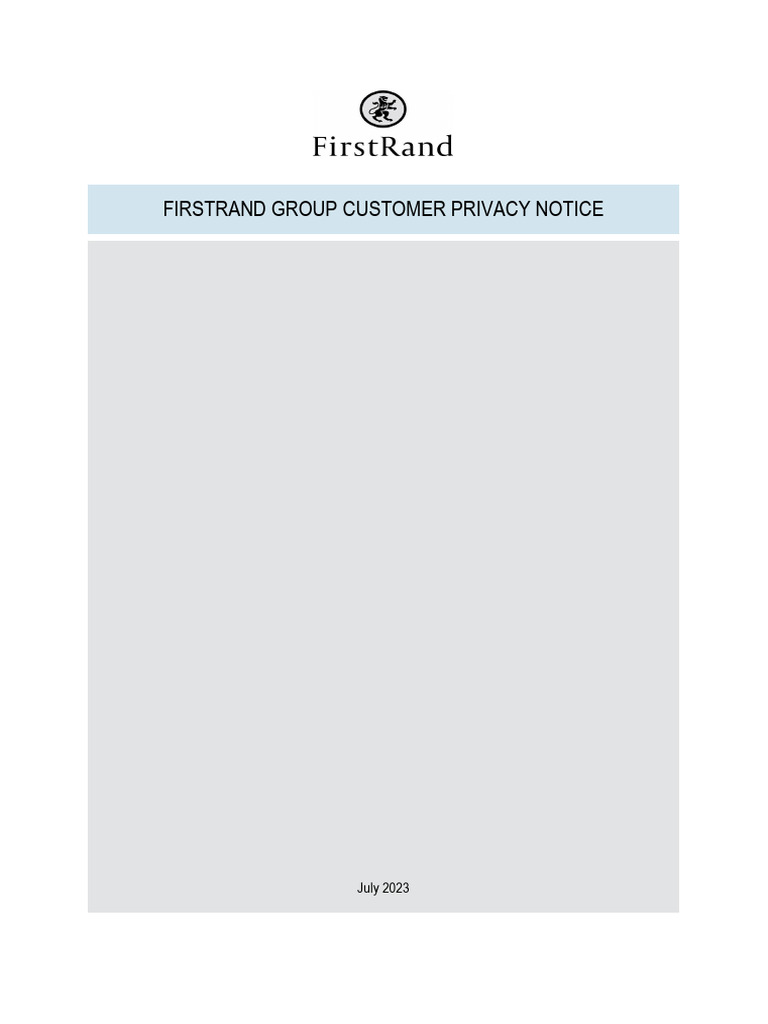 Firstrand Group Customer Privacy Notice 2023 | PDF | Insurance | Credit ...