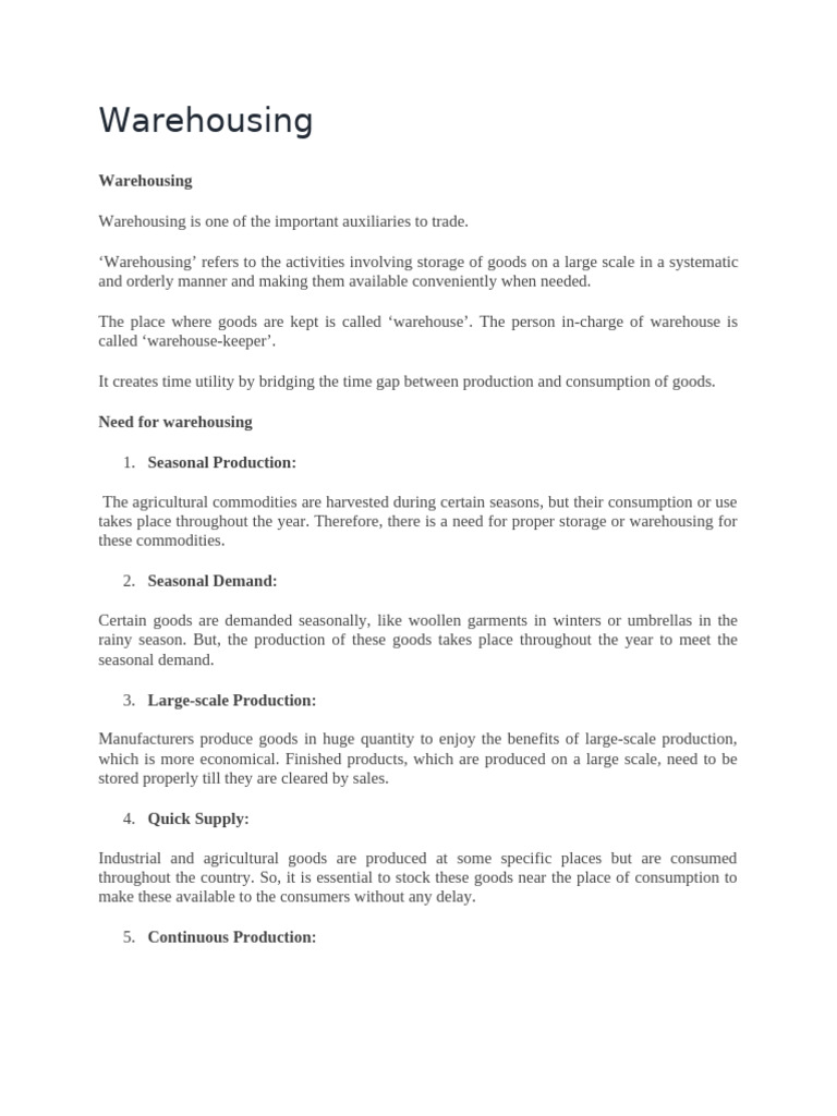 Warehousing | PDF | Warehouse | Goods
