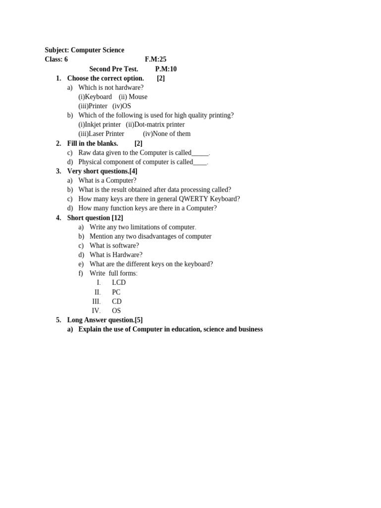 Class 6 | PDF | Computers | Technology & Engineering