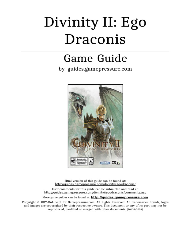 Divinity II Ego Draconis Game GUIDE | PDF