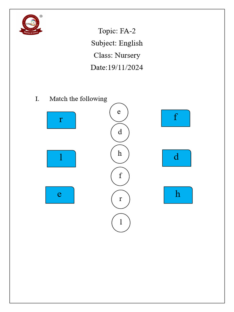 Nursery FA-2 English Exam Paper | PDF
