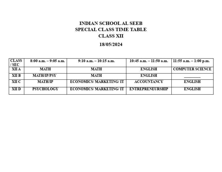 Class Xii Special Class TT 18. 05. 2024 | PDF