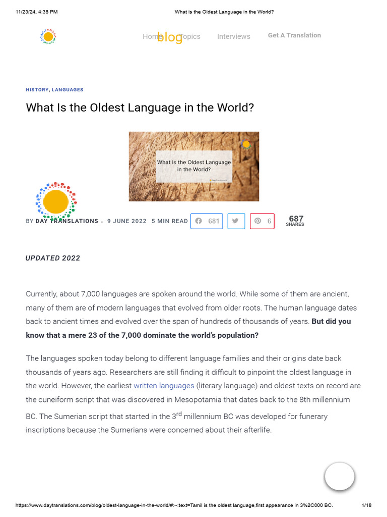 Exploring the World's Oldest Languages | PDF | Korean Language | Hebrew ...