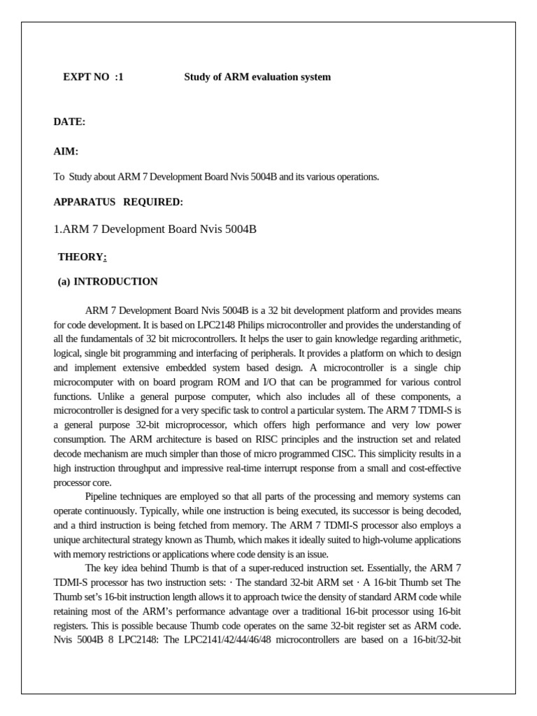 2017 Reg - Embedded Lab Manual | PDF | Microcontroller | Random Access Memory