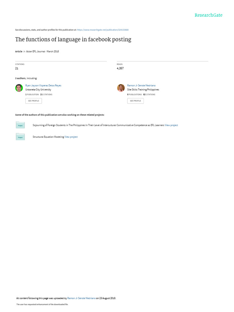 The Functions of Language in Facebook Posting November 20172 | PDF ...
