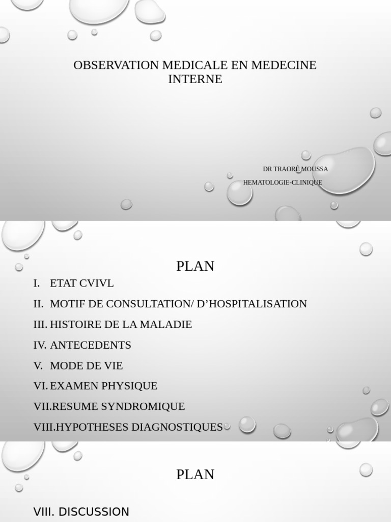 OBSERVATION MEDICALE EN MEDECINE INTERNE - Copie | PDF | Médecine ...