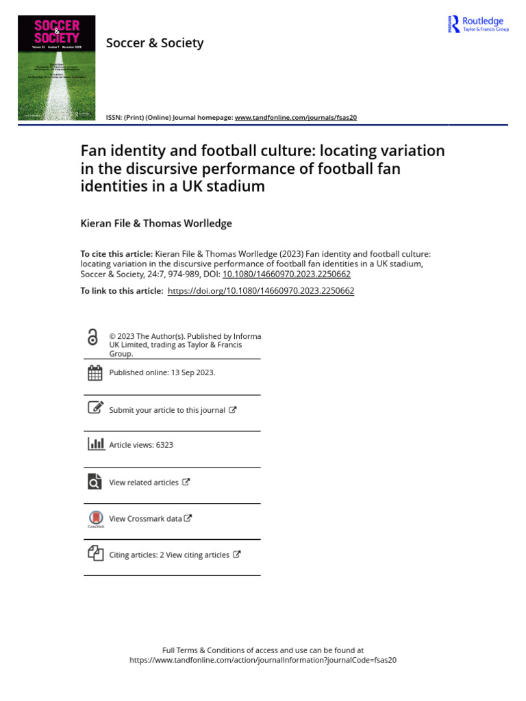 Fan Identity and Football Culture Locating Variation in The Discursive ...