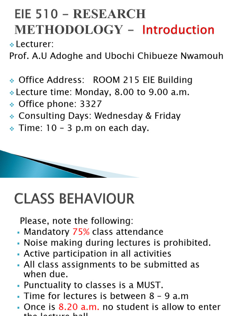 EIE 510 Introduction Lecture - 1 | PDF | Methodology | Science